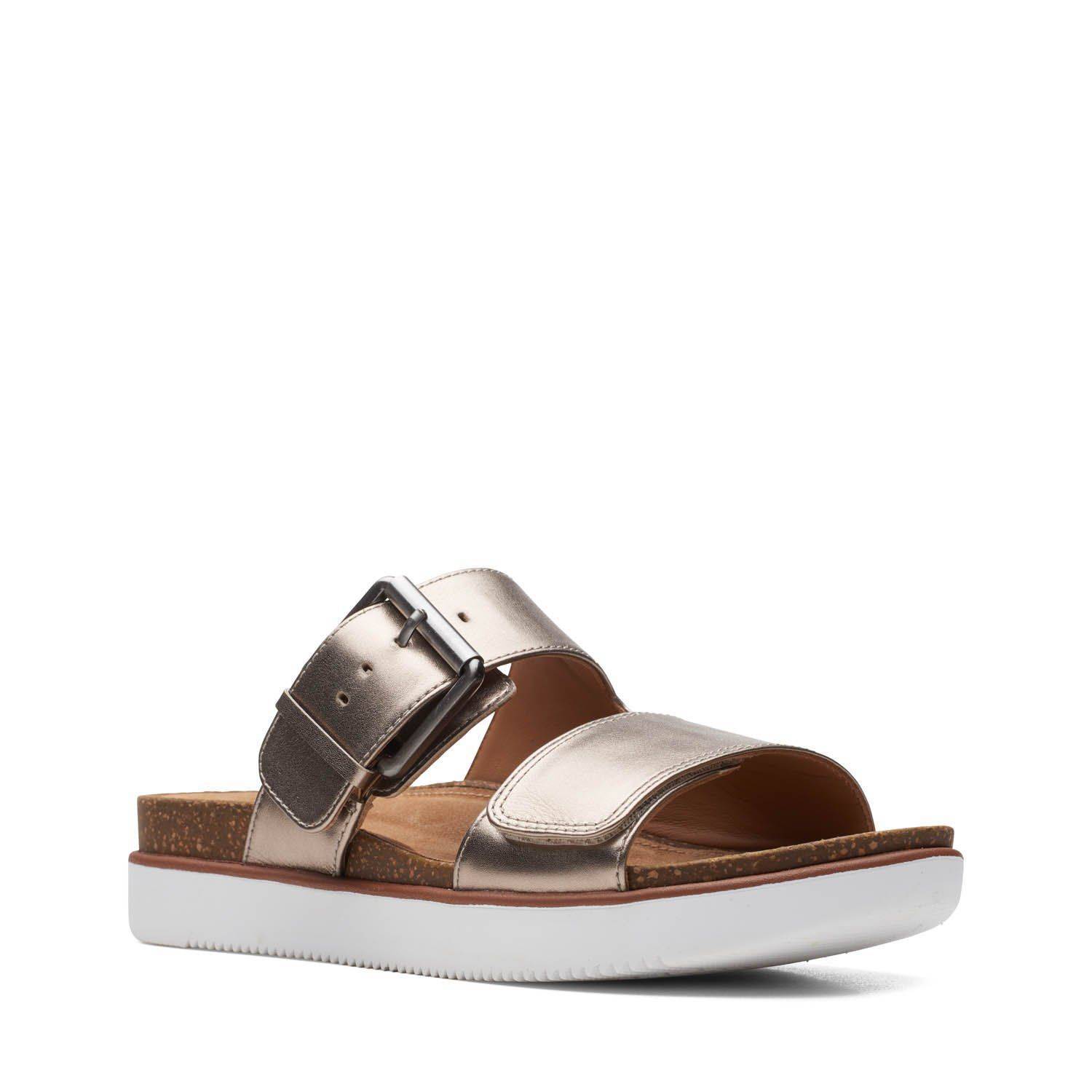 Купить Женские сланцы Clarks, цвет золотой, Модель: Elayne Ease, арт ...